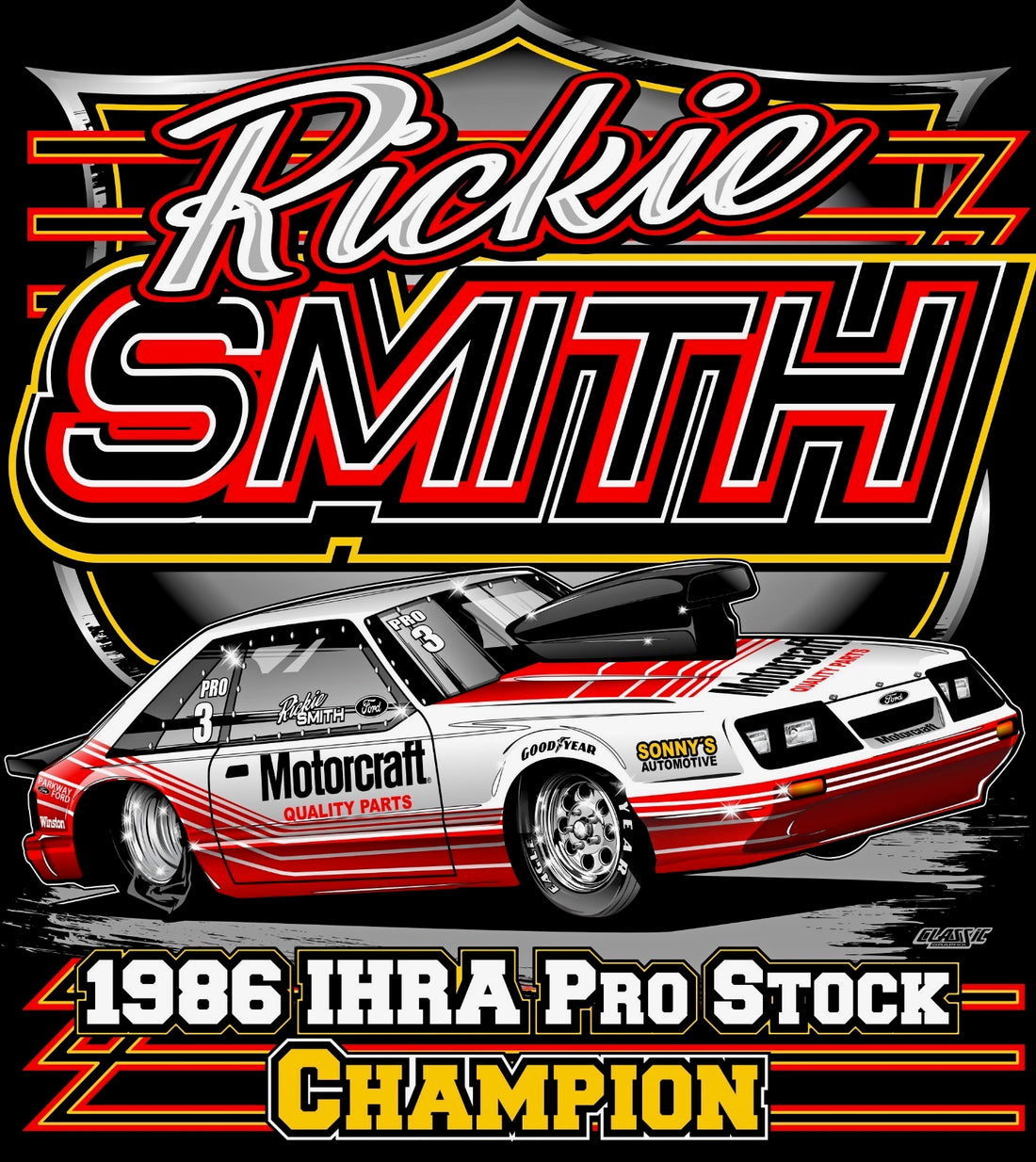 NEW FOR 2026 – RICKIE SMITH 1986 MUSTANG T-SHIRT | IHRA MOUNTAIN MOTOR ...